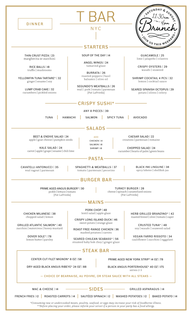 menu - TBarNYC