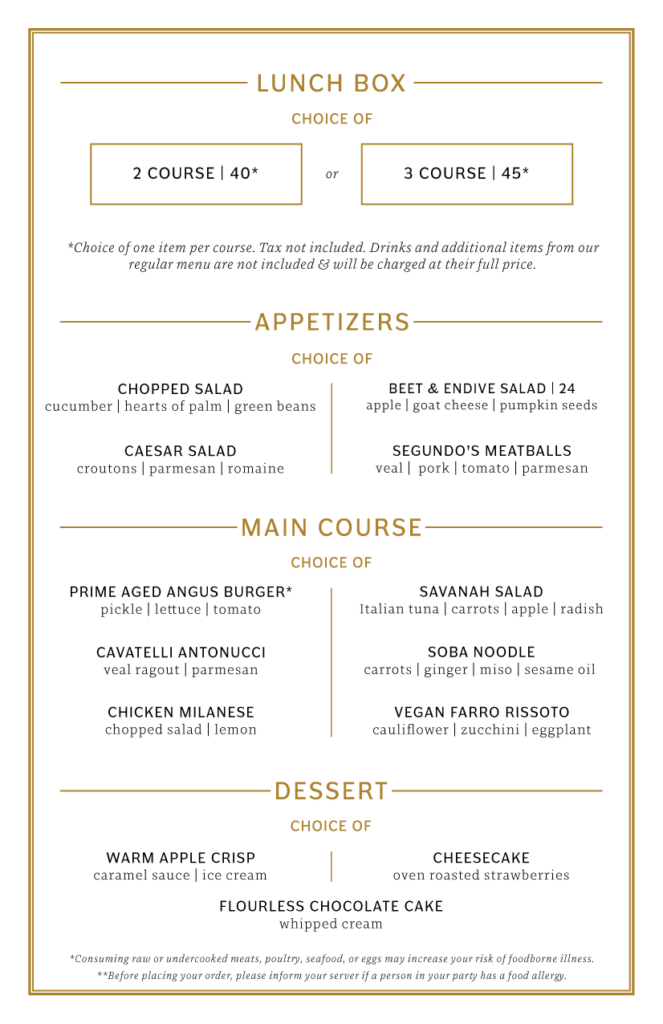 Lunch Menu - TBarNYC